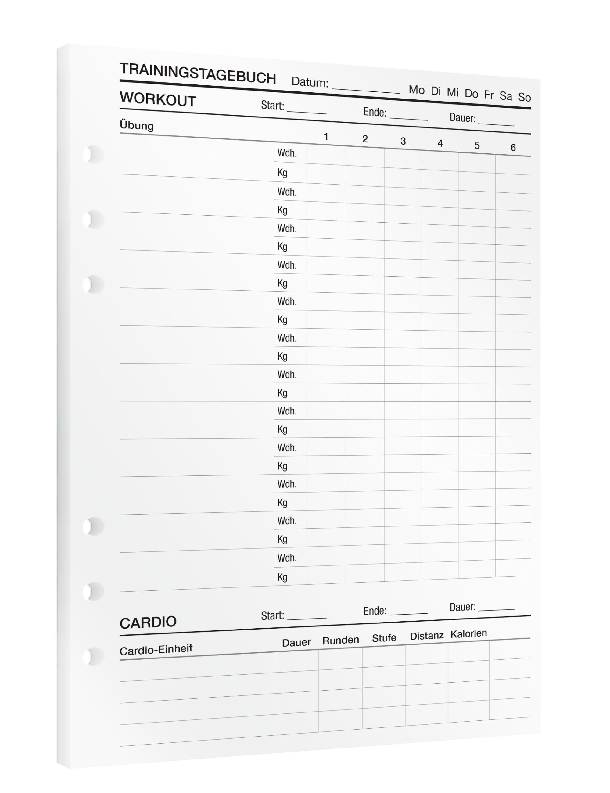 Trainingstagebuch - Einlagen (Deutsch)